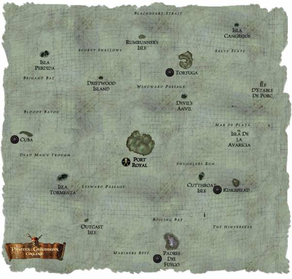 POTC Map - Pirates of the Caribbean Online Fansite & Forums